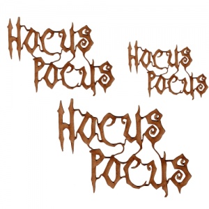 Hocus Pocus, laser cut wood words for altered art and crafts